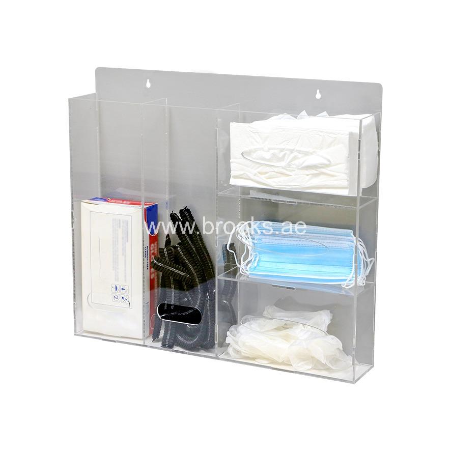 Veelex Wall Mounted Clear Acrylic PPE Organizer Dispenser
