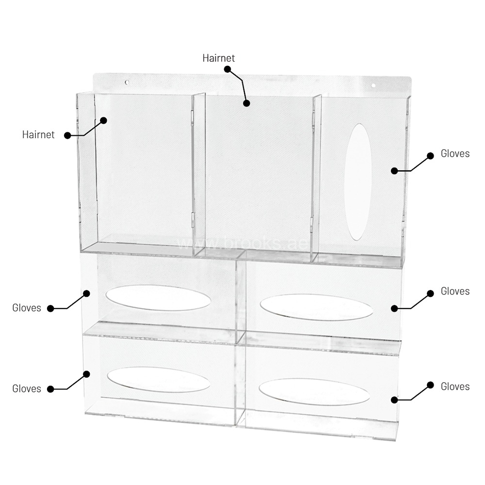 Wall-Mounted Clear Acrylic PPE Organizer Dispenser 7 Compartment