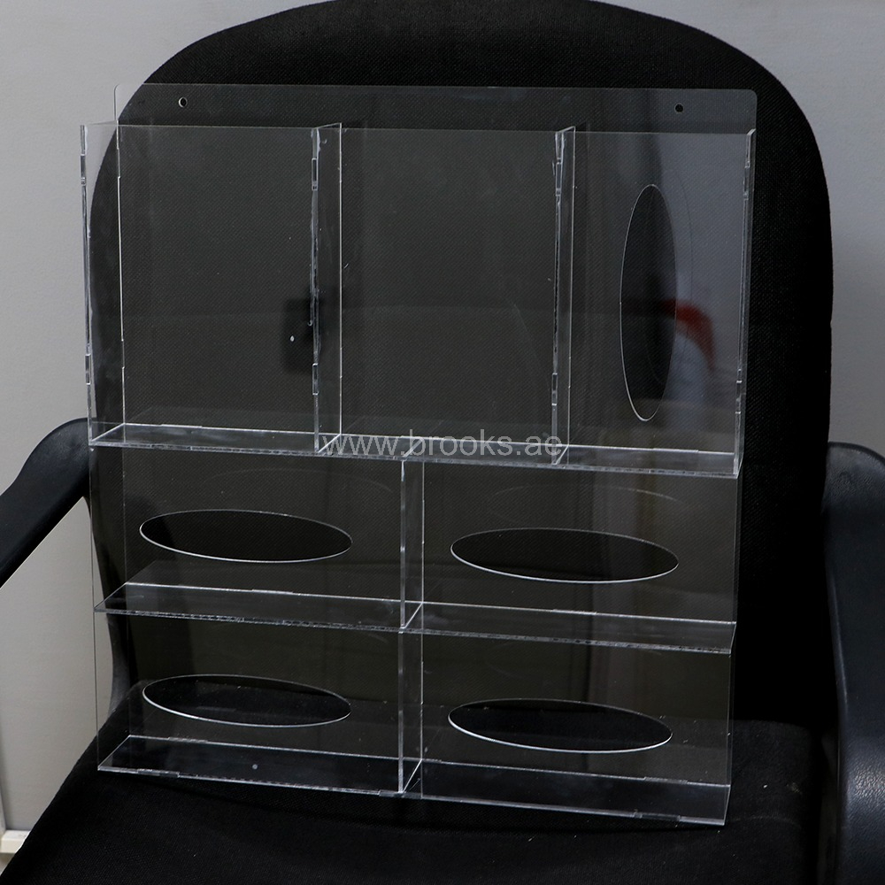 Wall-Mounted Clear Acrylic PPE Organizer Dispenser 7 Compartment