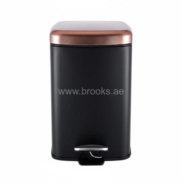 Brooks Black Square Pedal Bin with Copper Lid 12ltr - RAMT